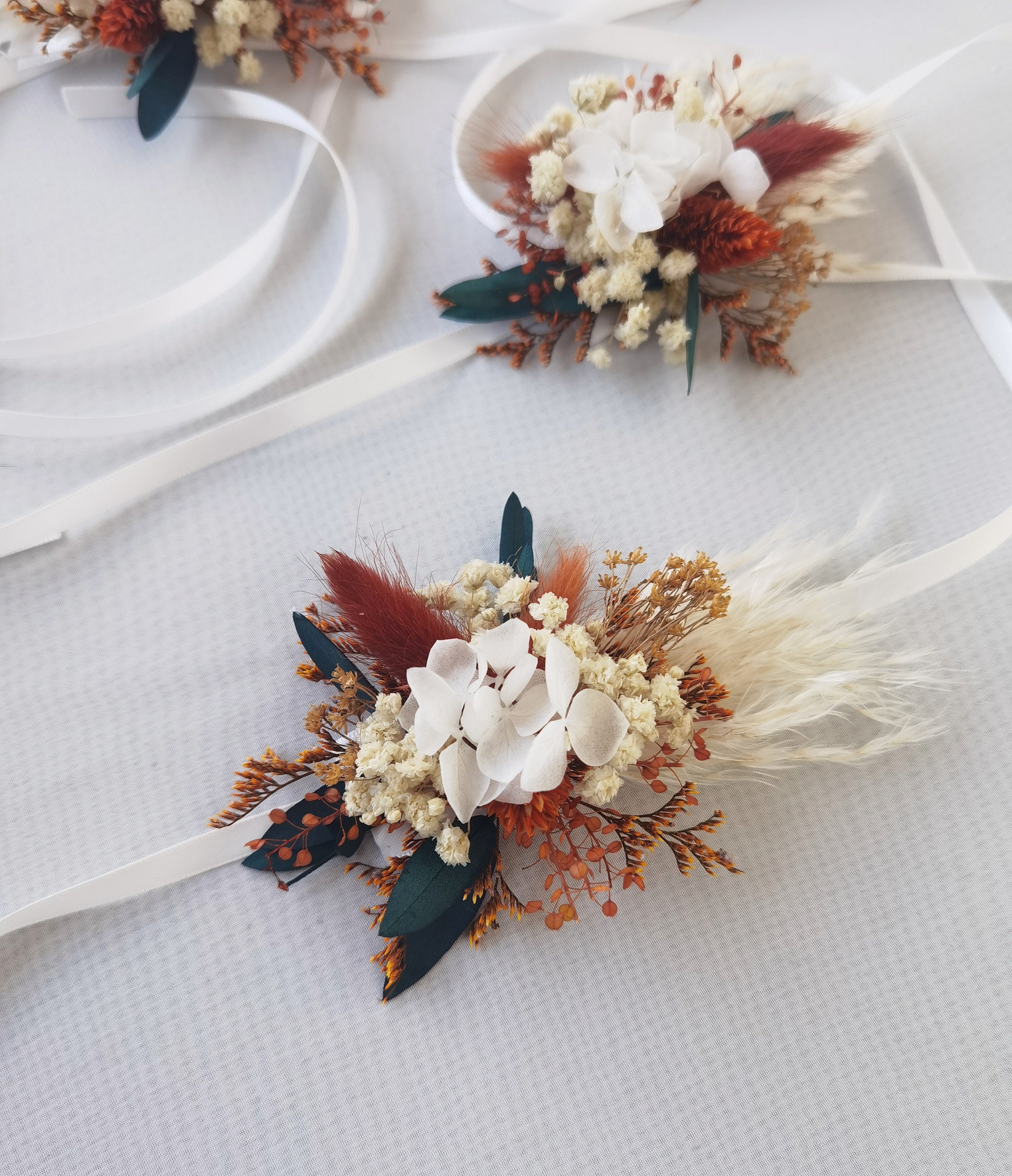 Pampas Grass Cream Boho Wrist Corsage / Dried Rustic Flowers - Etsy
