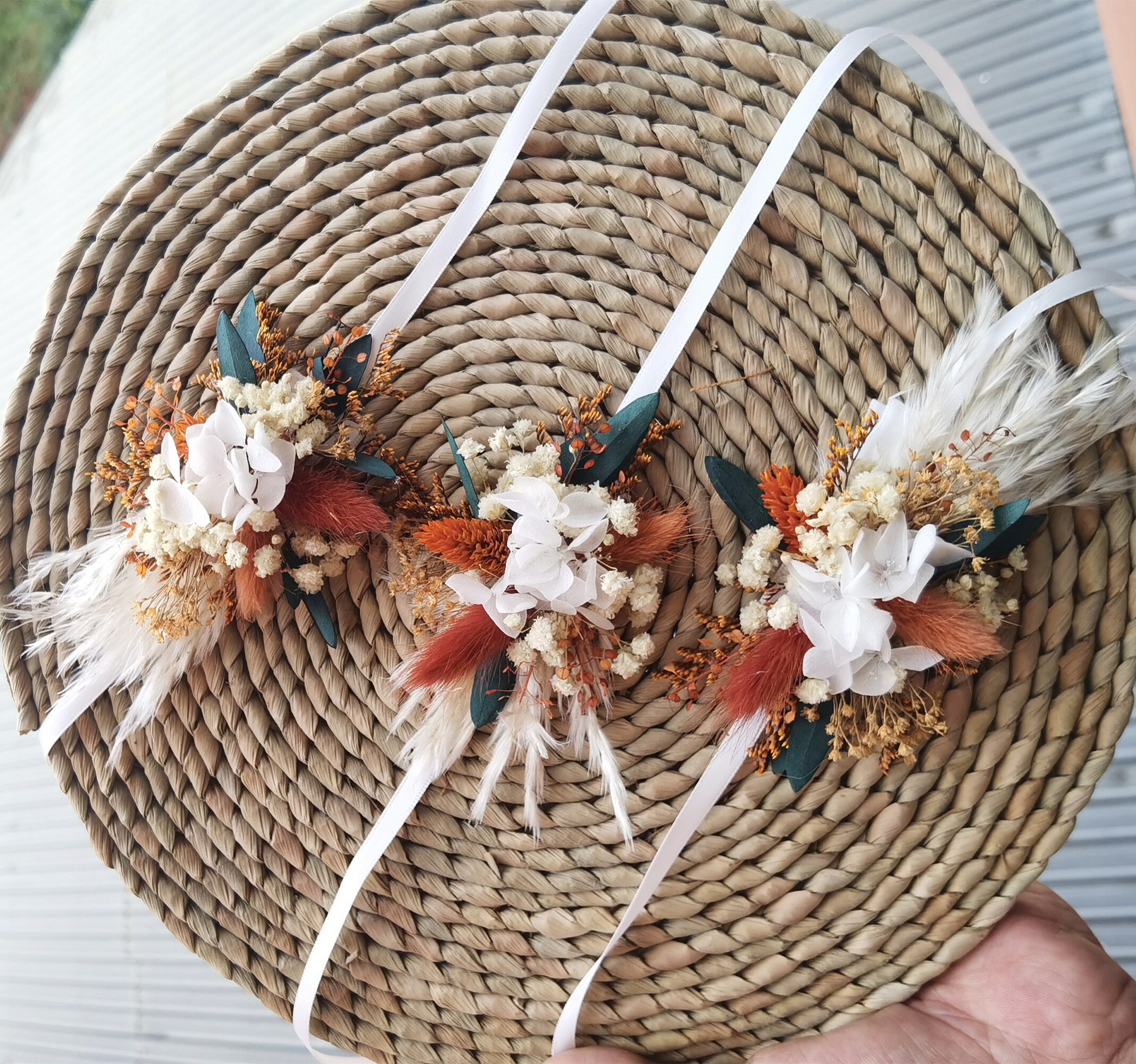 Pampas Grass Cream Boho Wrist Corsage / Dried Rustic Flowers - Etsy
