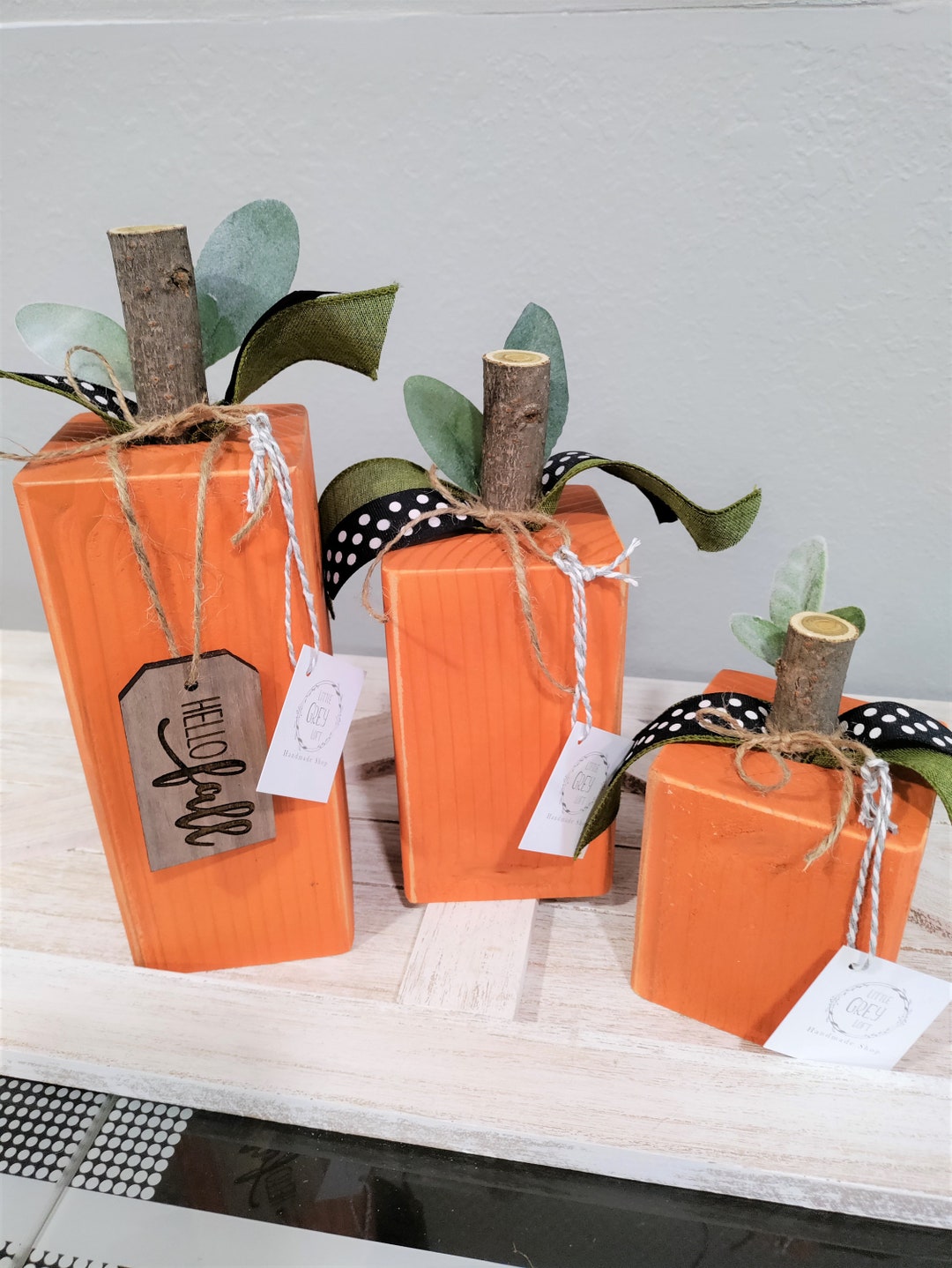 Farmhouse Style Wood Block Pumpkins, Primitive Wood Pumpkins, Fall ...