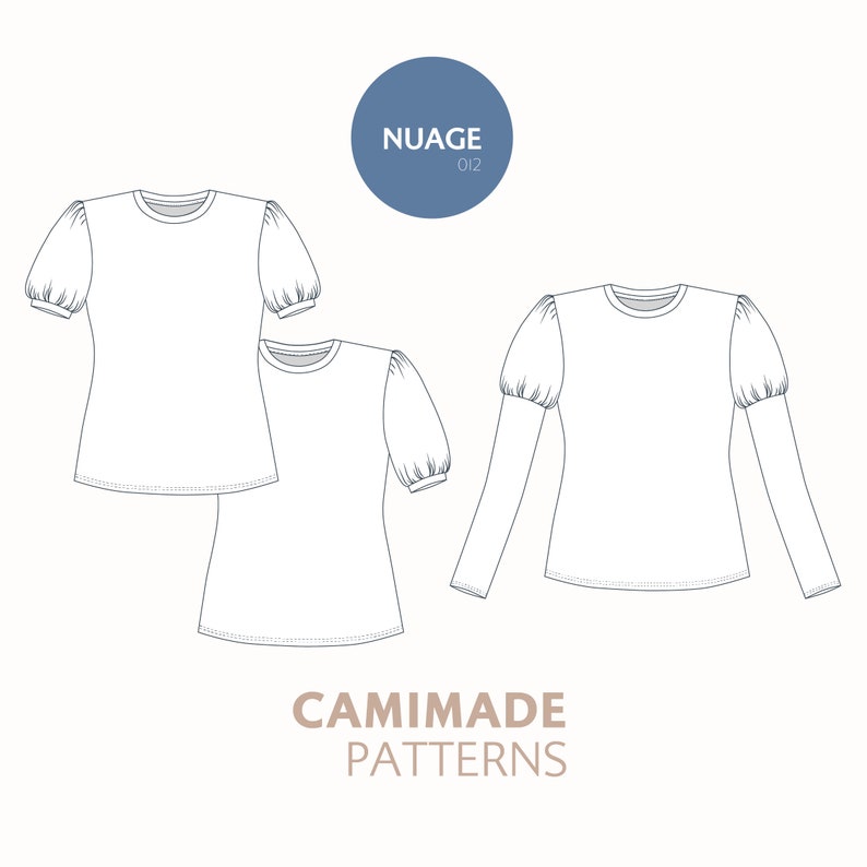 Balloon Sleeve Shirt PDF Sewing Pattern Pattern Nuage - Etsy