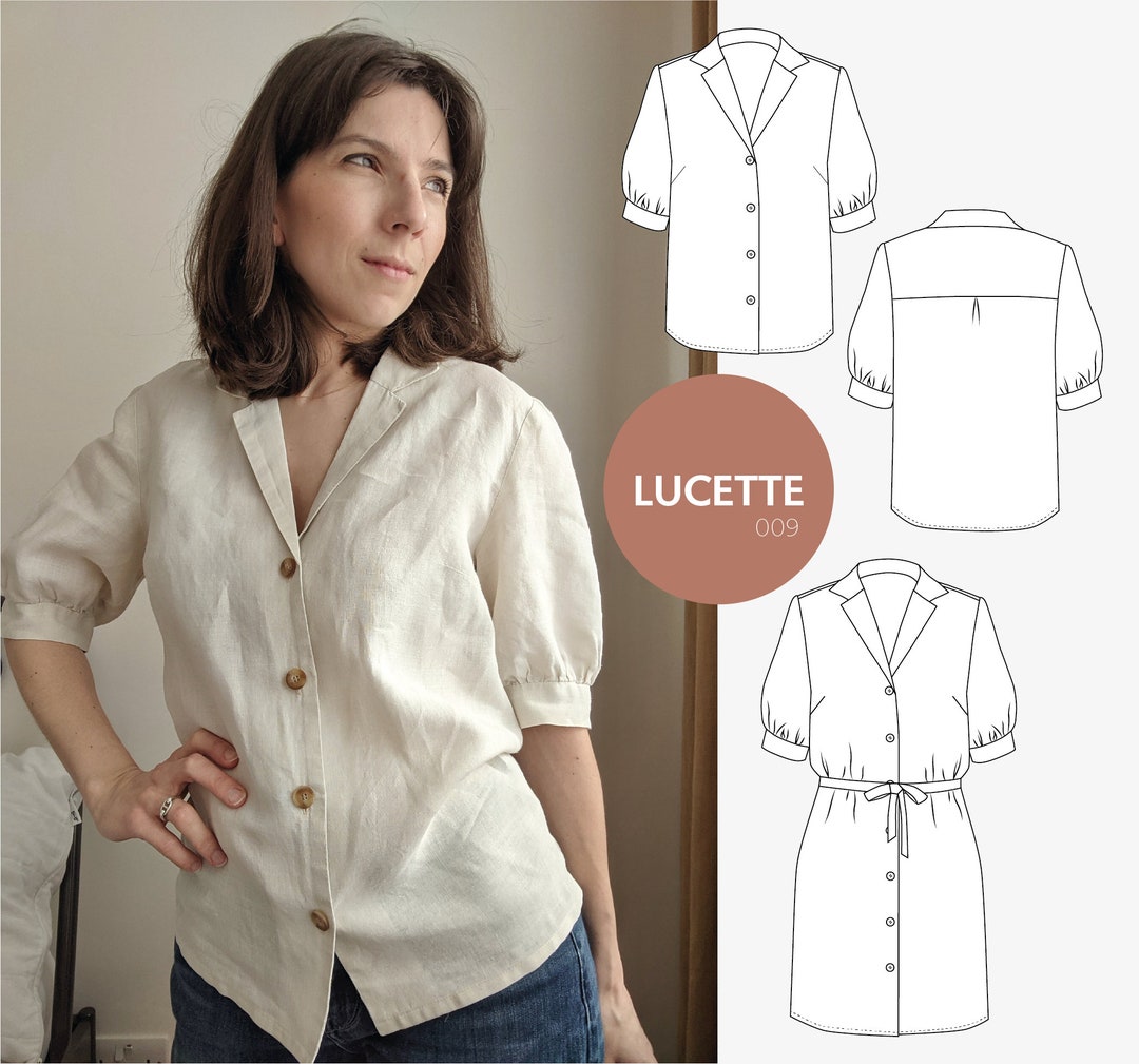 Classic Vintage Shirt and Shirt Dress Pattern PDF Sewing Pattern ...