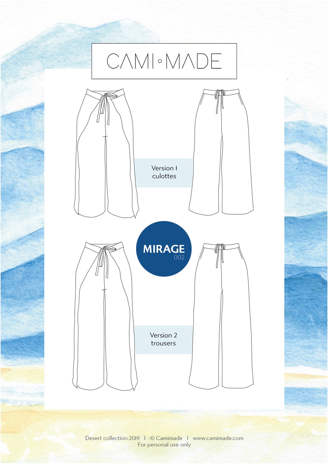 Wrap Trousers PDF Sewing Pattern Mirage - Etsy