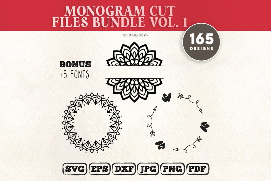 160+ Monogram SVG Cut Files Bundle | High-quality Floral and Heart ...