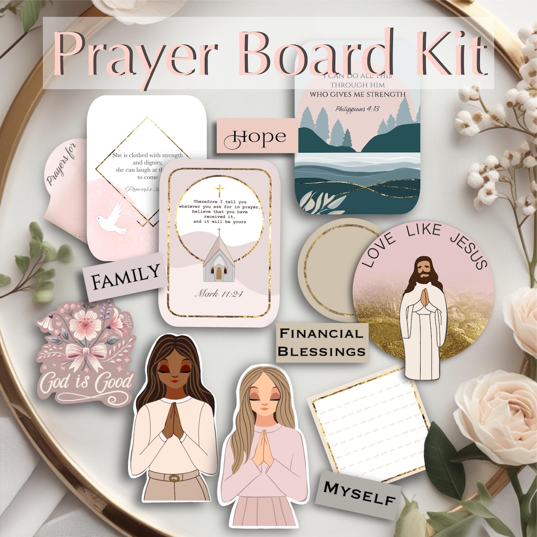 Boho Aesthetic Prayer Board Kit Printable, Bible Vision Board Kit With ...