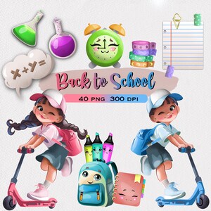 Cute Back to School Clipart Bundle - School Graphics PNG - Homeschool ...
