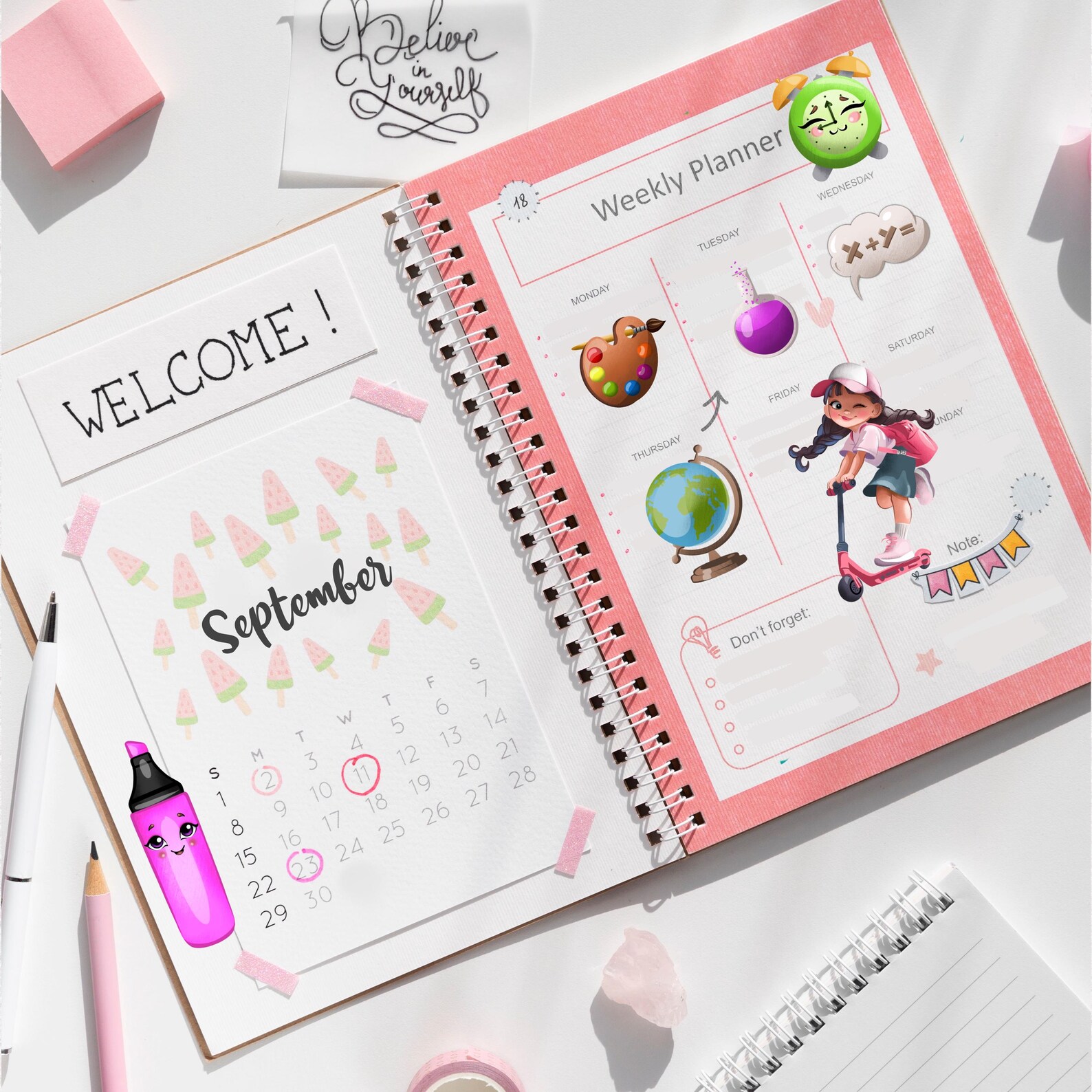 Cute Back to School Clipart Bundle - School Graphics PNG - Homeschool ...