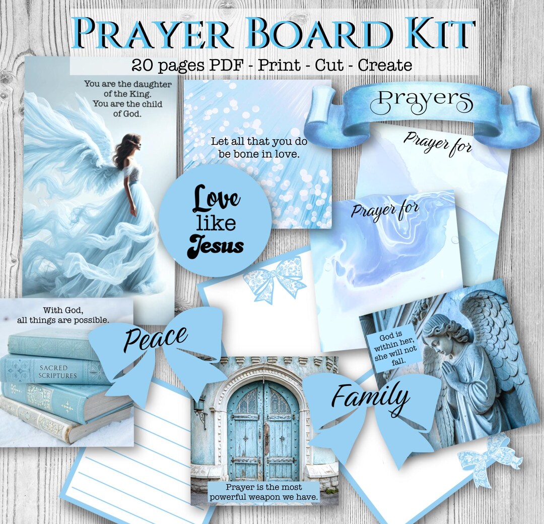 Blue Prayer Board Kit With Bows, Prayer Envelopes Printable, Christian ...