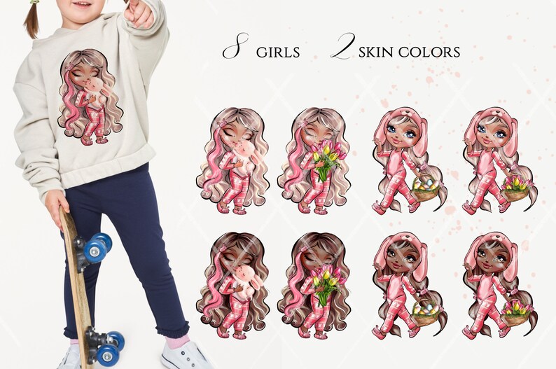 Cute Chibi Clipart - Black Chibi Doll PNG - Spring Girl Clipart - Etsy UK