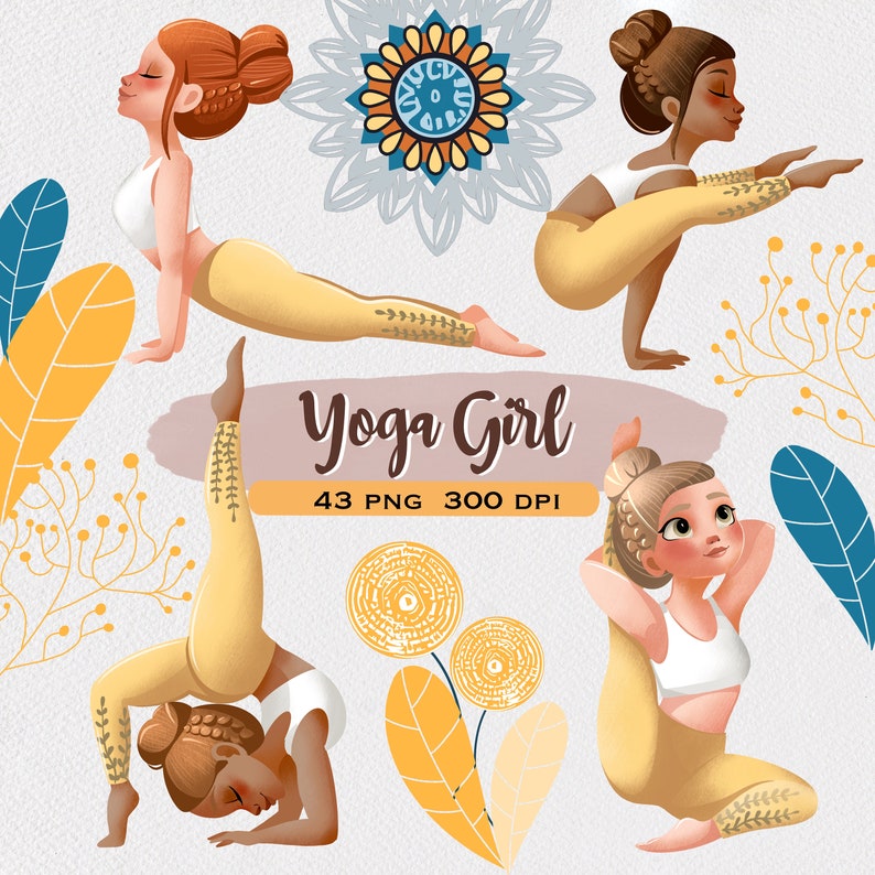 Yoga Girl Clipart Bundle - Asana Poses, Mandala. Self Love & Meditation ...