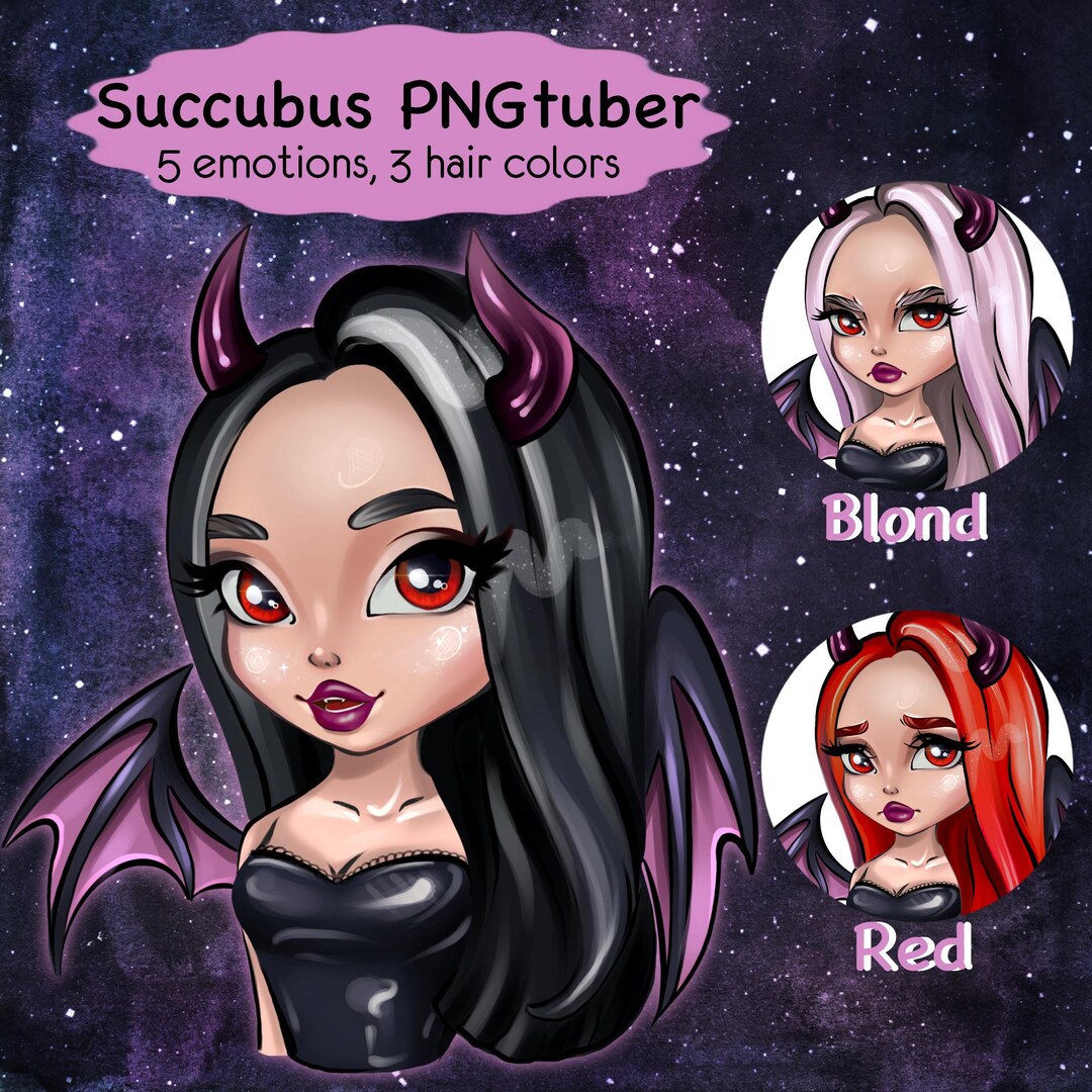 Succubus Vtuber Model Pngtuber Red Demon Girl Vtuber Assets Premade ...