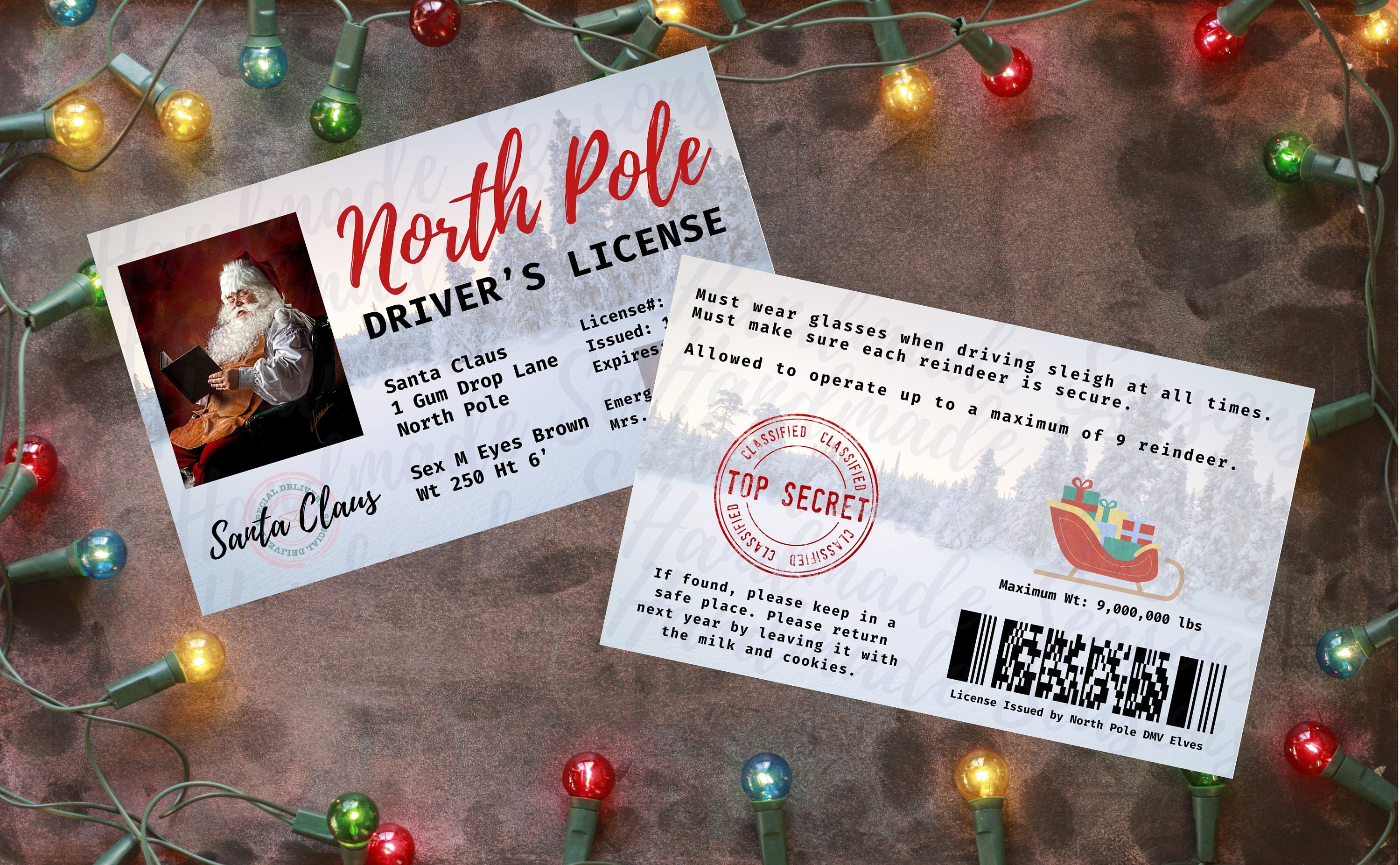 Santa Driver's License Digital Download PNG - Etsy