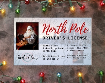 Santa Driver's License PNG Printable Santa License Santa Clause Lost ...