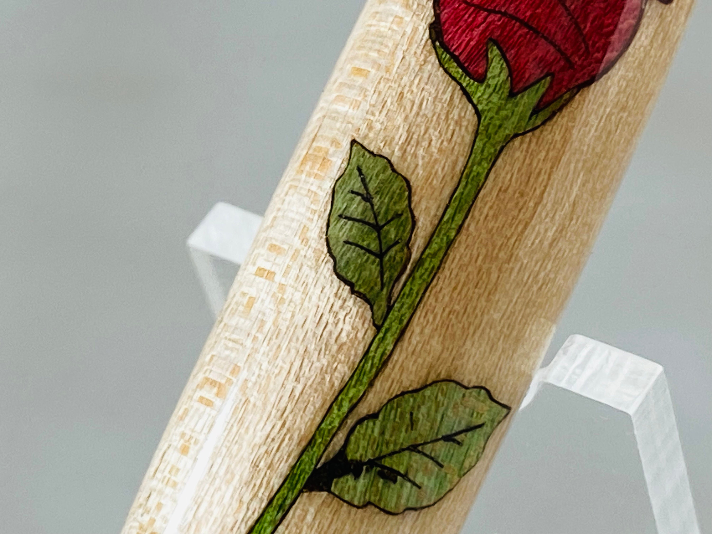 Red Rose Wood Inlay Ballpoint Click Pen - Etsy