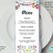 Fiesta Menu Template, EDITABLE Menu, Mexican Theme Wedding Menu, Fiesta ...