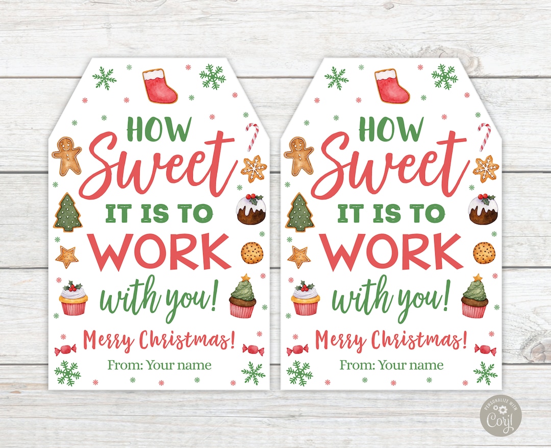 Christmas Coworker Gift Tags How Sweet It is to Work With You - Etsy