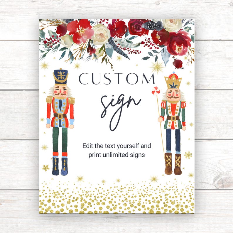 Editable Christmas Party Sign | Nutcracker Holiday Dinner Canva ...