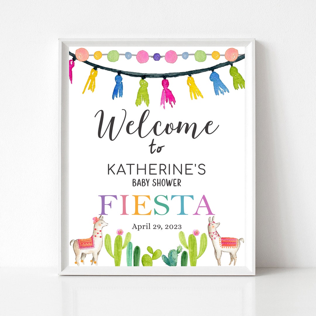 Fiesta Welcome Sign, EDITABLE Fiesta Baby Shower, Mexican Baby Shower ...