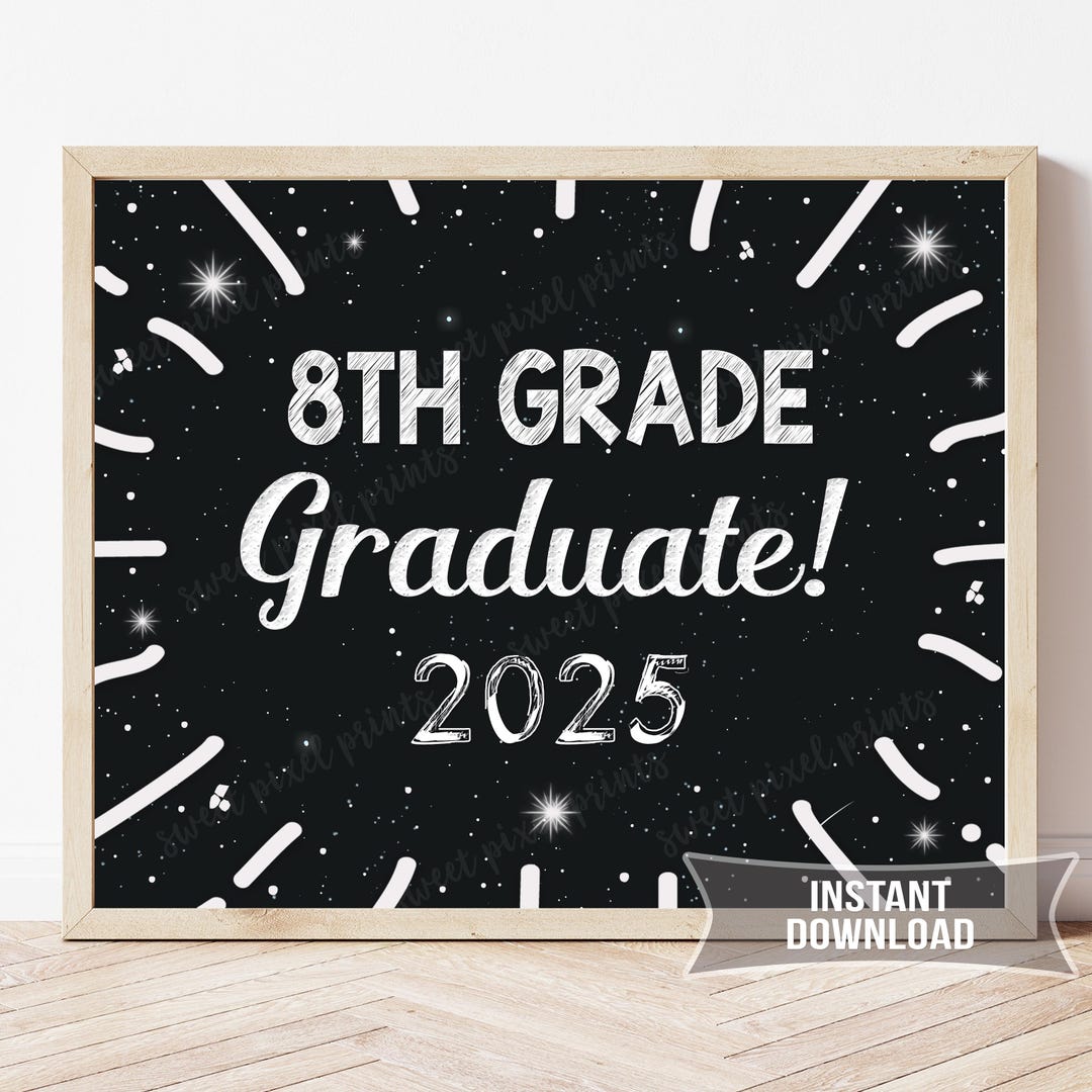 8th Grade Graduation Sign Printable, Last Day of 8th Grade Chalkboard ...