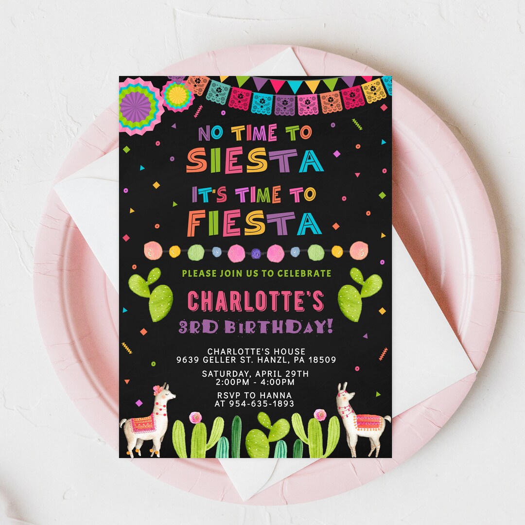 Fiesta Birthday Invitation EDITABLE Fiesta Birthday Invitation No Time ...