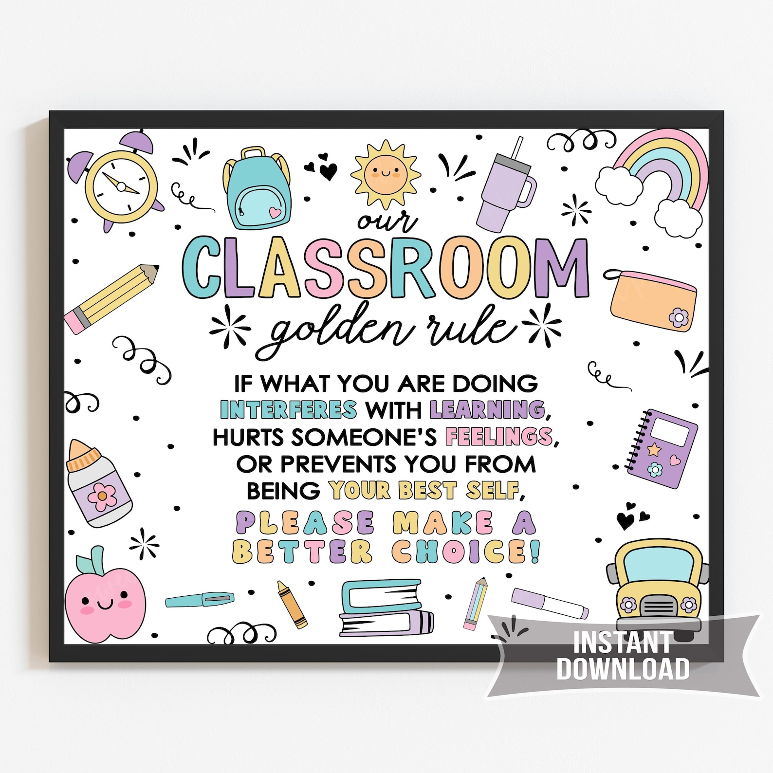 Classroom Golden Rules Sign | Teacher Wall Art | Our Class Decor ...