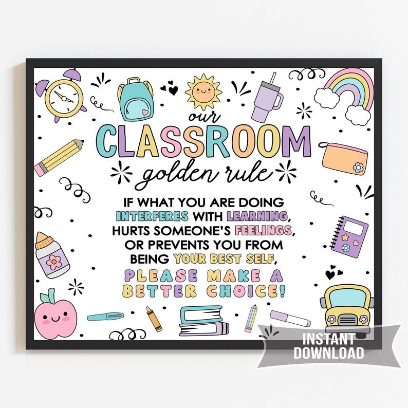 Classroom Golden Rules Sign | Teacher Wall Art | Our Class Decor ...