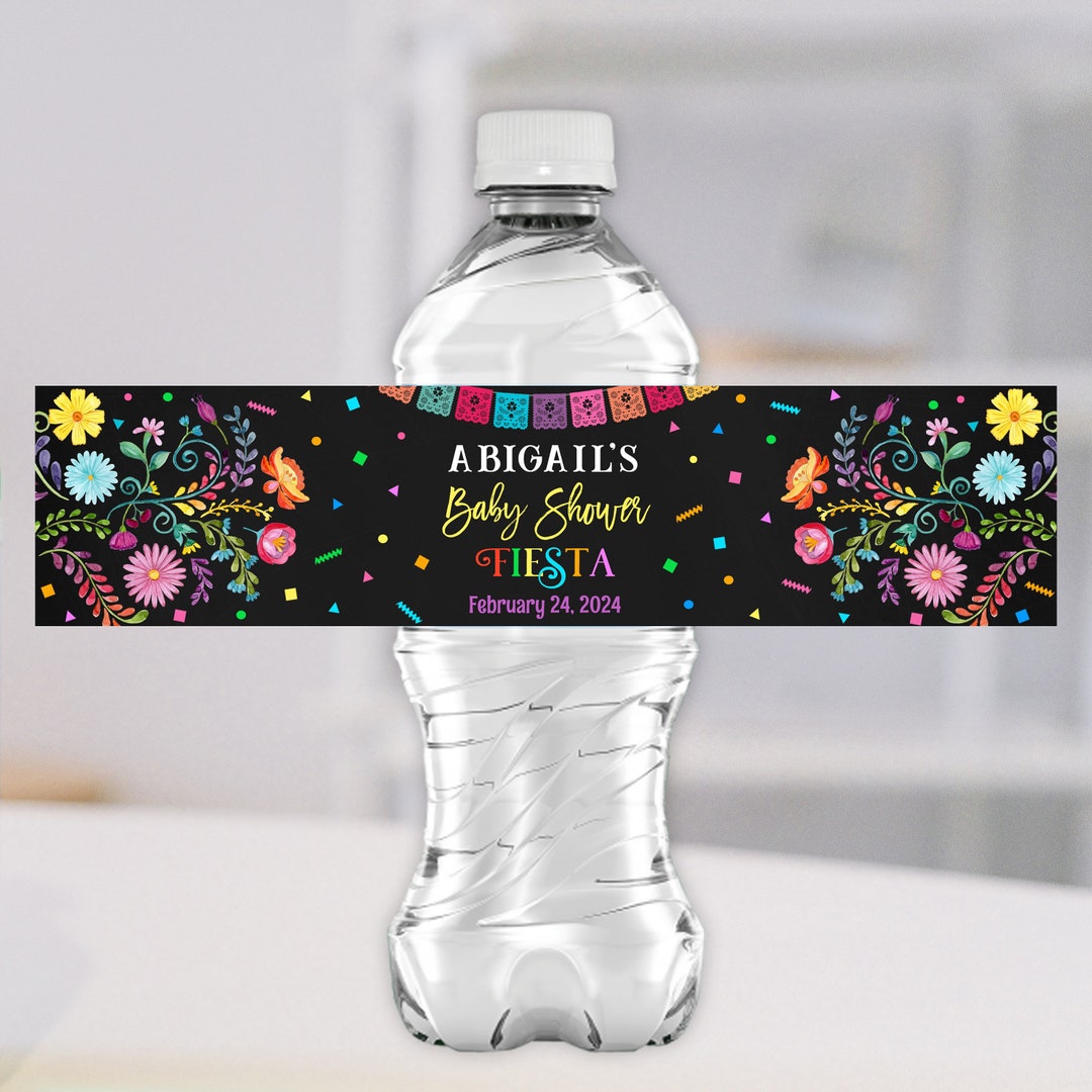 Fiesta Water Bottle Labels, EDITABLE Fiesta Baby Shower Bottle Label ...