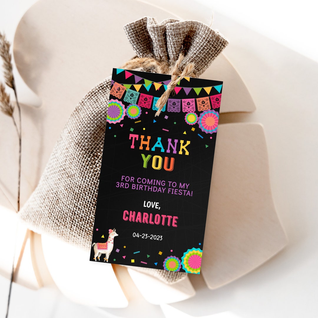 Fiesta Favor Tags, EDITABLE Fiesta Birthday Favor Tags, Fiesta Thank ...
