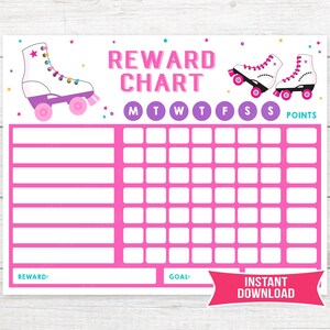 Roller Skating Chore Chart, Printable Reward Chart, Printable Chore ...