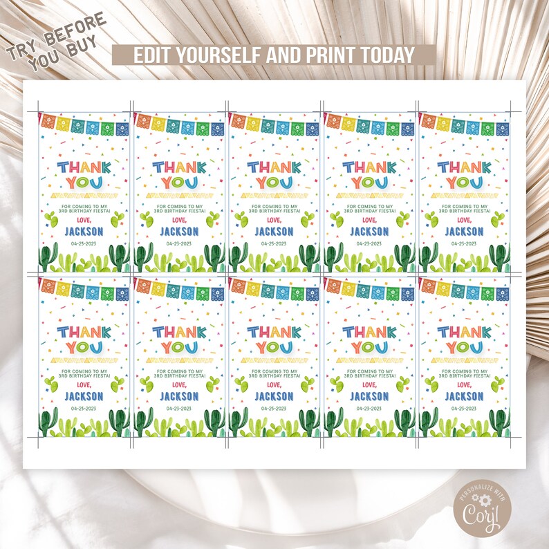 Fiesta Favor Tags EDITABLE Fiesta Birthday Favor Tags Fiesta - Etsy