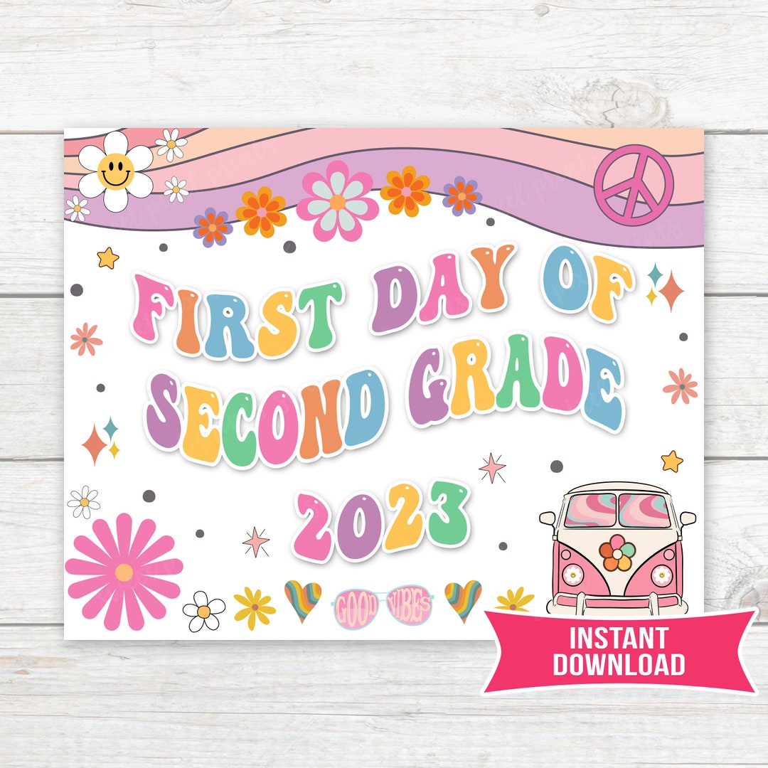 First Day of Second Grade Sign Groovy First Day of School Sign - Etsy ...