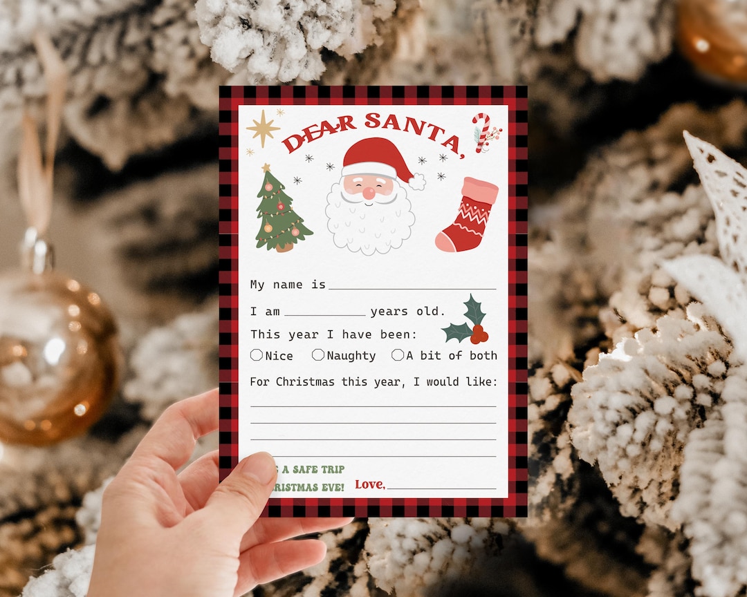 Letter to Santa Printable, Christmas Wish List, Santa Letter for Kids ...