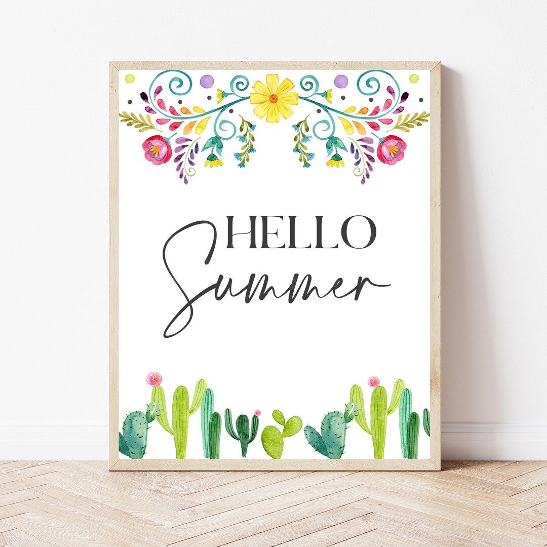 Hello Summer Print Hello Summer Sign Summer Printable Wall Art Fiesta ...