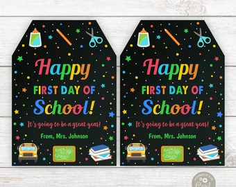 Back to School Gift Tag Printable Template, Editable Happy 1st First ...