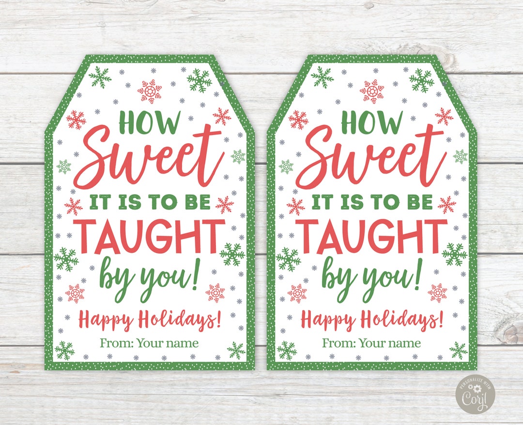 Christmas Teacher Gift Tags How Sweet It is to Be Taught by - Etsy