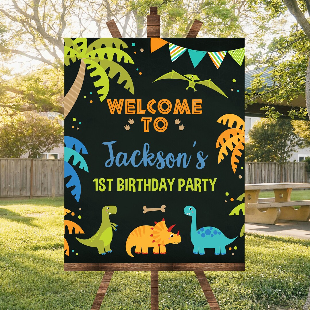Dinosaur Welcome Sign, EDITABLE Birthday Welcome Sign, Dinosaur ...