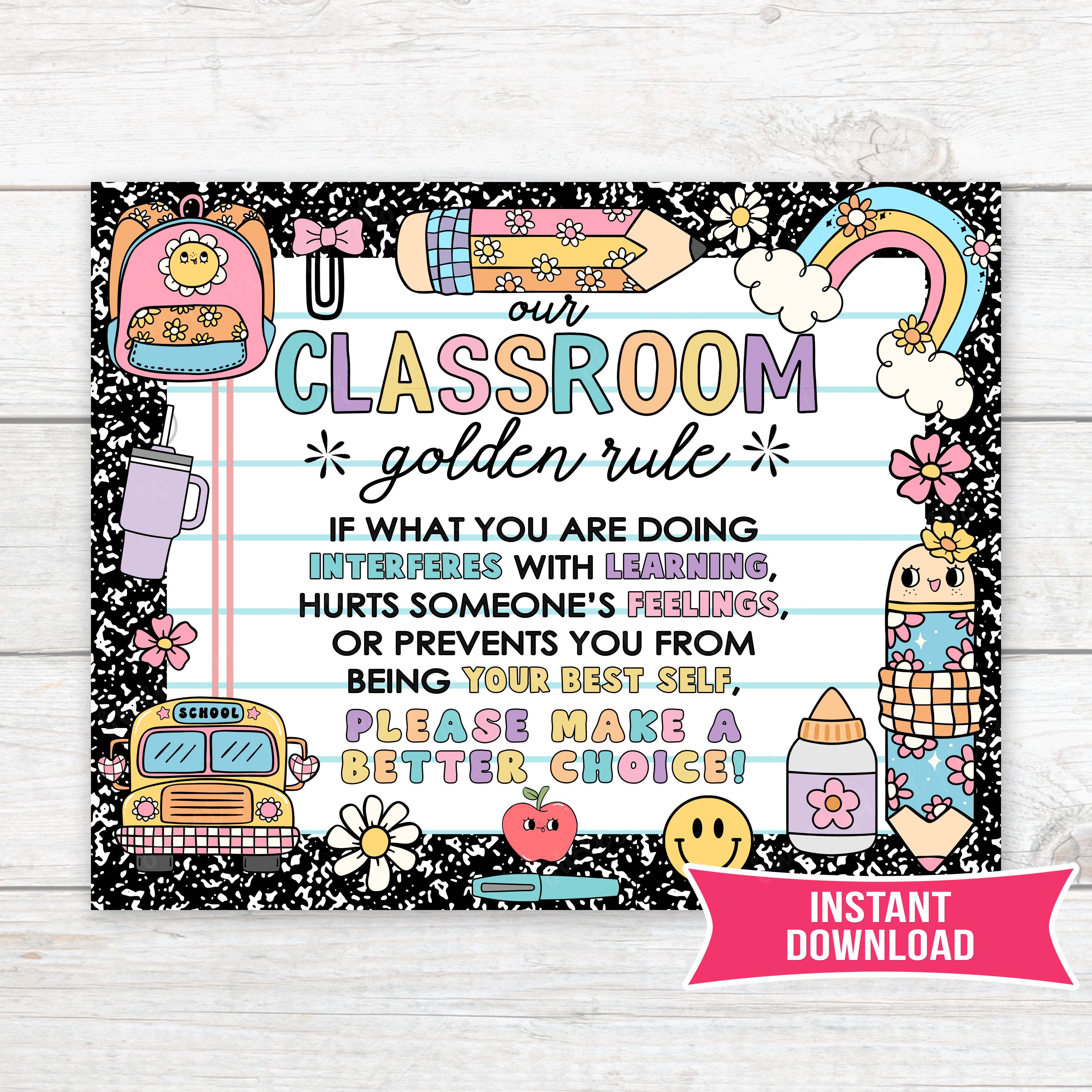 Classroom Golden Rules Sign | Teacher Wall Art | Our Class Decor ...