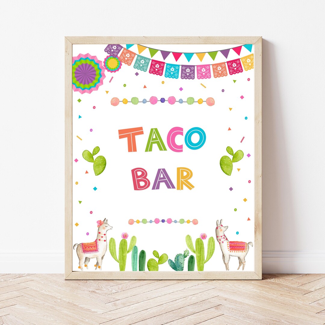 Fiesta Taco Bar Sign | Printable Mexican Theme Decor | Baby Shower ...