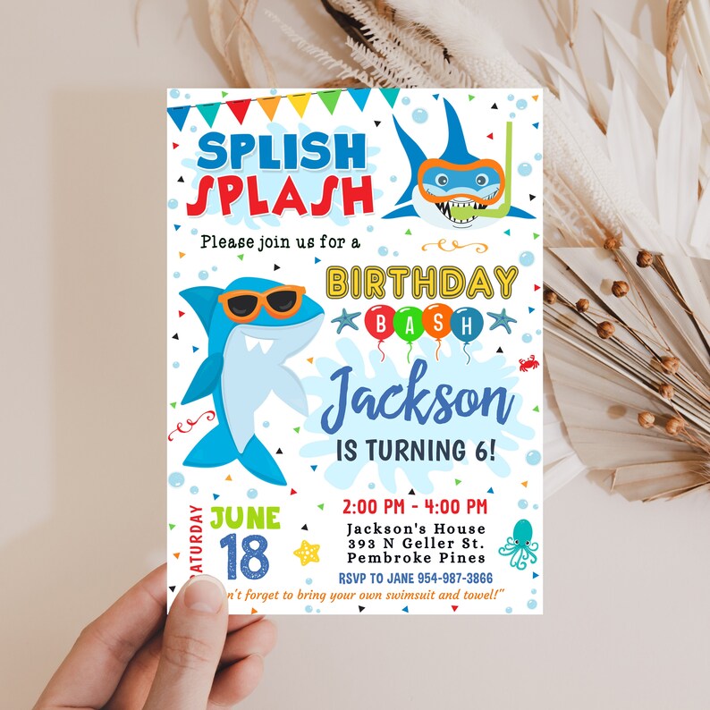 Splish Splash Birthday Invitation EDITABLE Splish Splash - Etsy