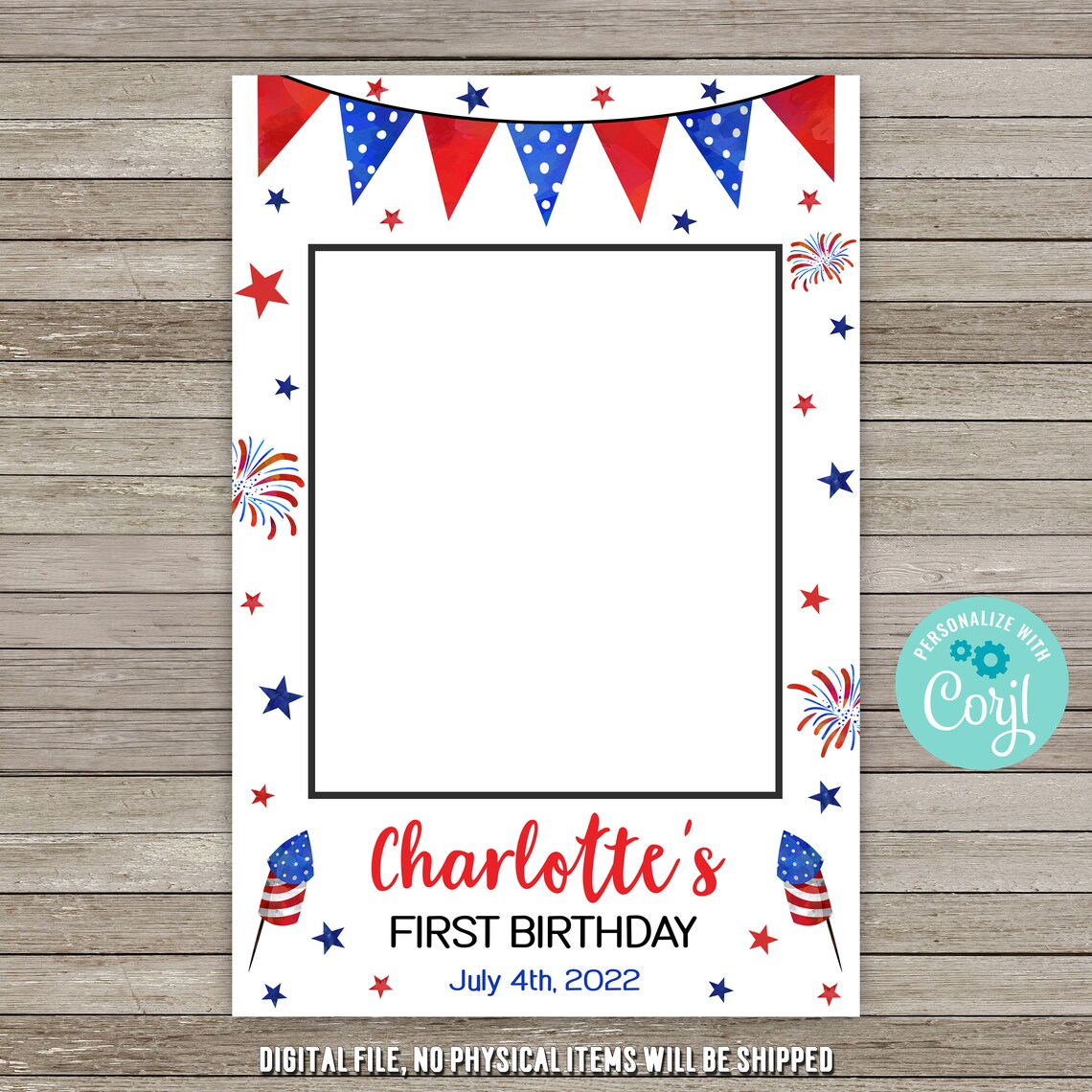 4th of July Photo Booth Prop EDITABLE 4th of July Selfie - Etsy