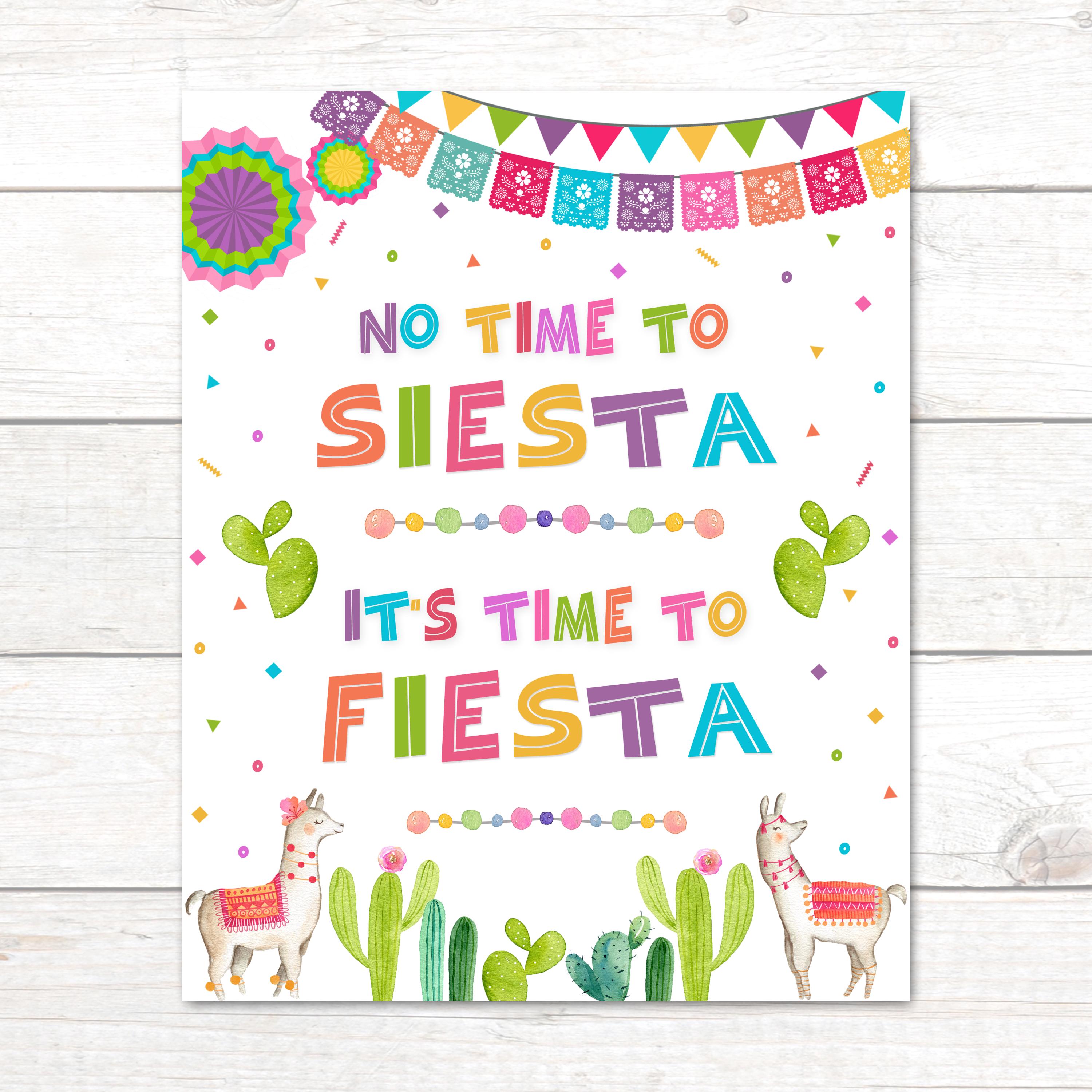 No Time to Siesta, Fiesta Sign | Mexican Party Printable Decor | FM3 - Etsy