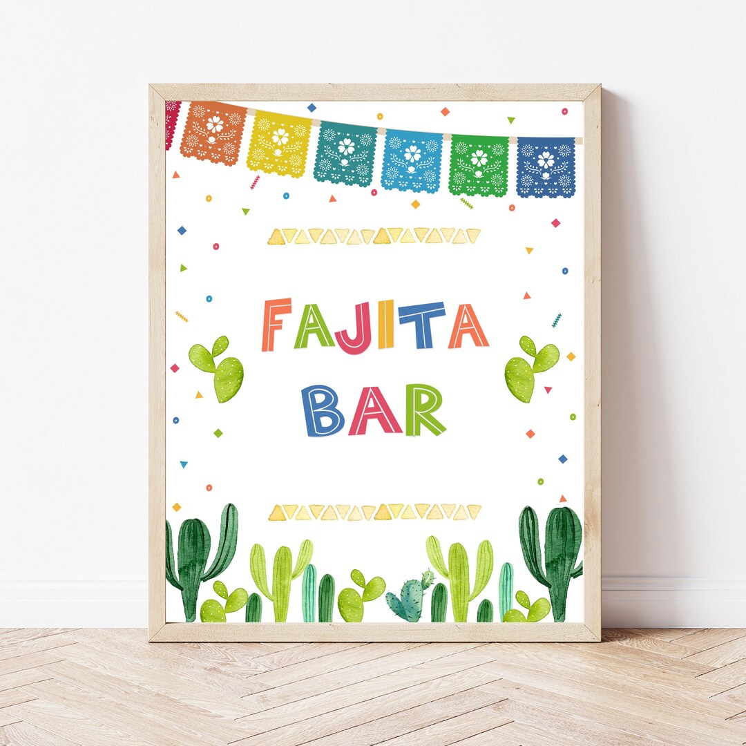 Fiesta Fajita Bar Sign | Printable Mexican Theme Decor | Instant ...