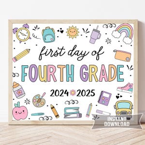1st Day of 4th Grade Sign, First Day of School Sign, First Day of ...