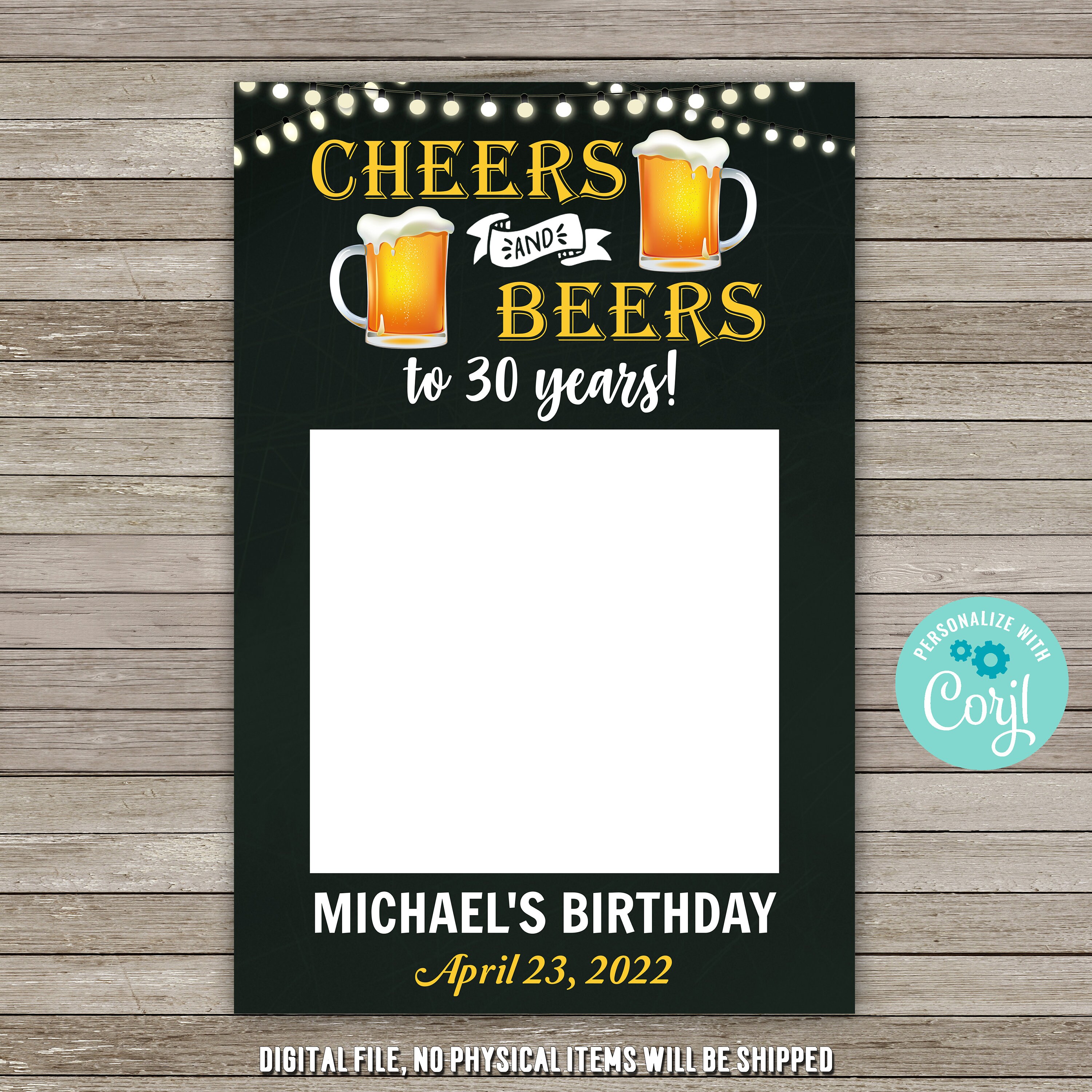 Cheers and Beers Photo Booth Prop EDITABLE Selfie Frame Photo - Etsy