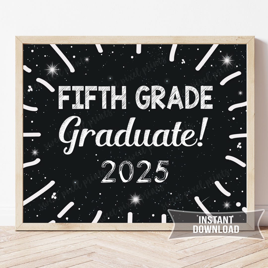 5th Grade Graduation Sign Printable, Last Day of 5th Grade Chalkboard ...