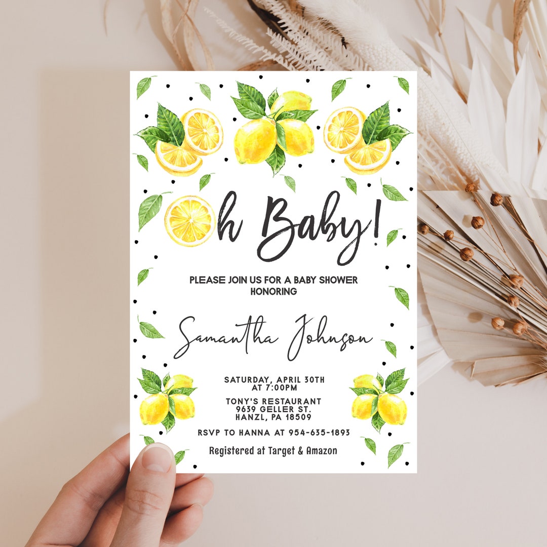 Lemon Baby Shower Invitation EDITABLE Lemon Baby Shower - Etsy