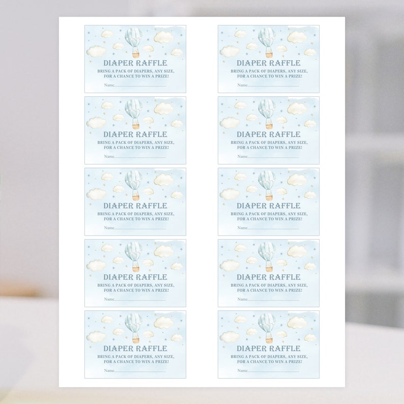Diaper Raffle Sign and Tickets Hot Air Balloon Baby Shower - Etsy