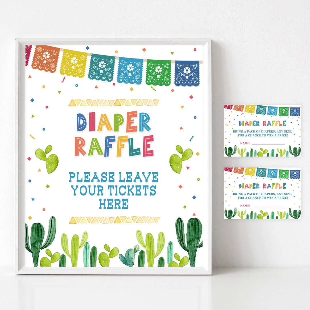 Diaper Raffle Sign and Tickets, Fiesta Baby Shower, Diaper Raffle ...