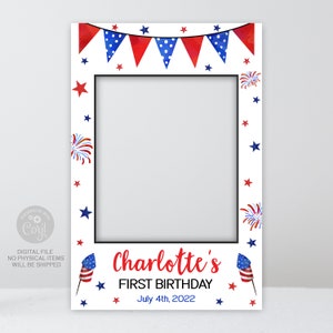 4th of July Photo Booth Prop EDITABLE 4th of July Selfie Frame Birthday ...