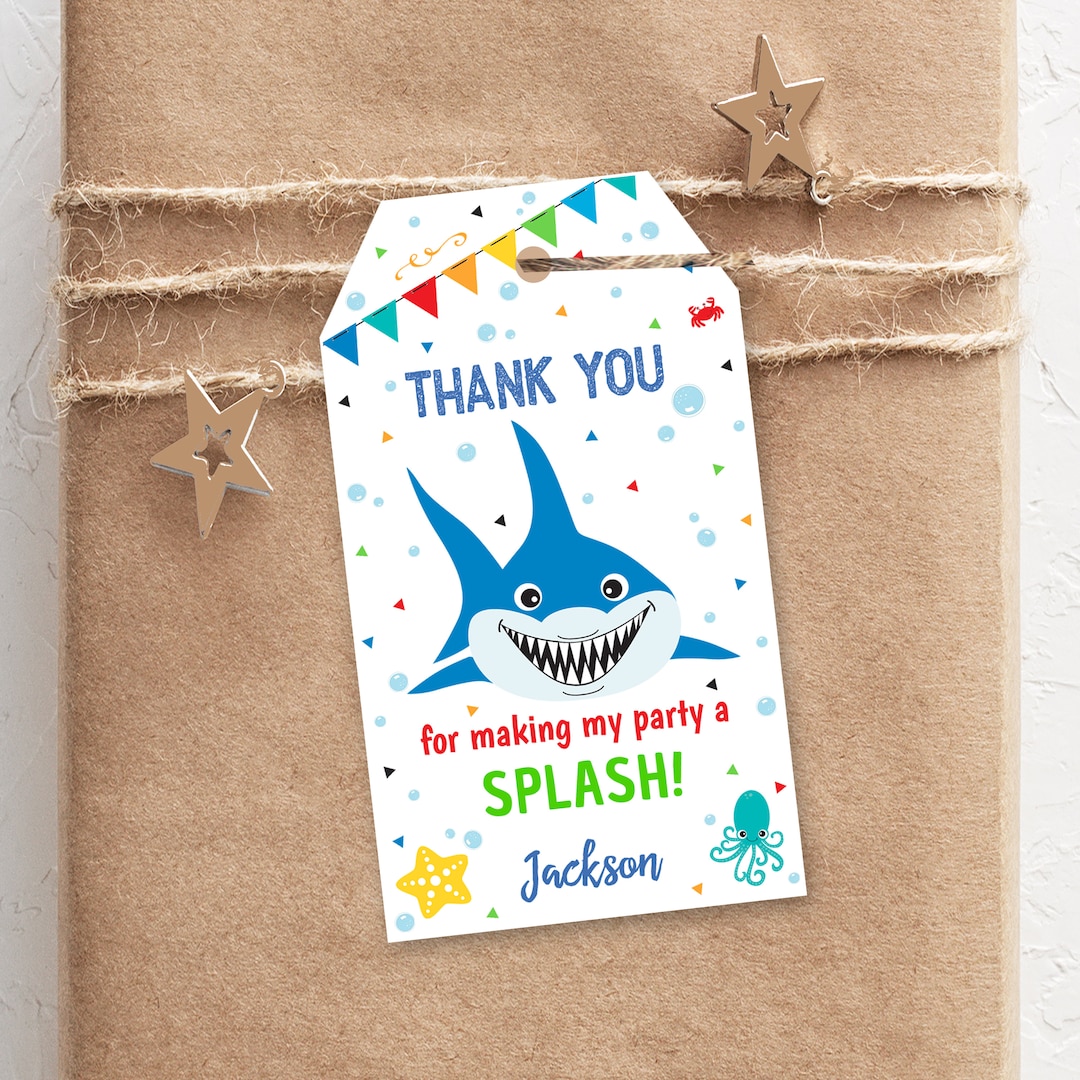 Shark Favor Tags EDITABLE Shark Birthday Favor Tags Shark - Etsy
