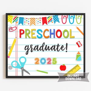 Preschool Graduation Sign Printable, Last Day of Preschool Chalkboard ...